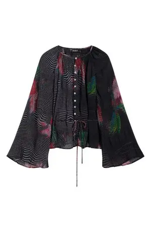 Desigual Long Sleeve Wavy Stripe Top