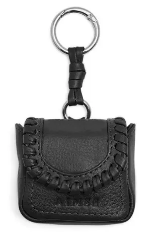 AIMEE Leather Bag Charm - Black