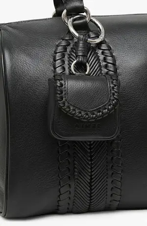 AIMEE Leather Bag Charm - Black
