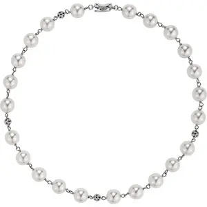 RETRO CHIC Leopard Shell Pearl Collar Necklace - White