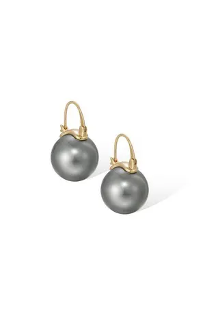 RETRO CHIC Pearl Drop Earrings Grey