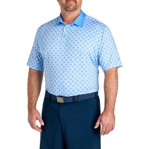 REEBOK Big & Tall Mosaic Geometric Performance Polo Shirt - Peri Blue