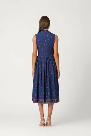 Shoshanna Cherry Print Crepe De Chine Thorton Dress