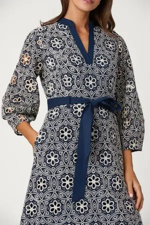 Shoshanna Medallion Cotton Eyelet Ralston Midi Dress
