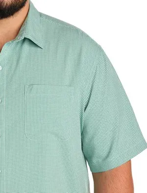 HARBOR BAY BY DXL Big & Tall Small Plaid Microfiber Sport Shirt V2
