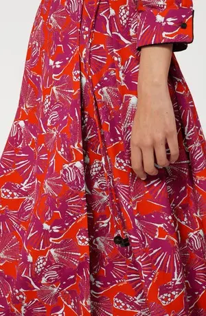 Max Mara Camino Shell Print Cotton Poplin Wrap Dress - Coral