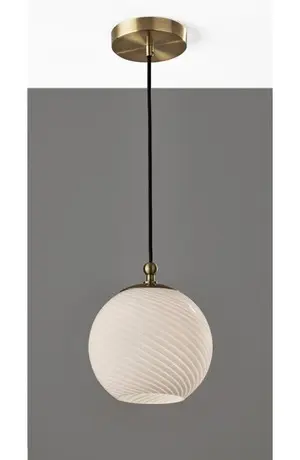 ADESSO Swirl Antiqued Brass Pendant Light