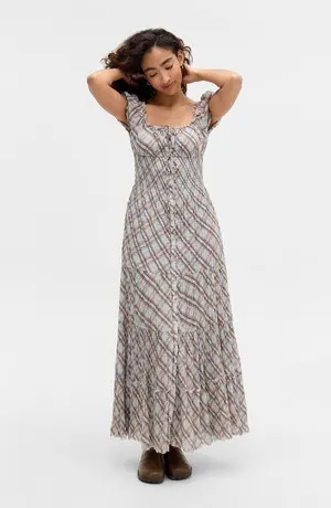 BDG URBAN OUTFITTERS Tiana Check Maxi Dress - Blue Check