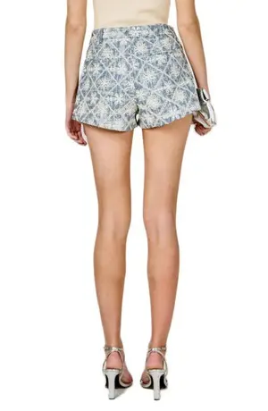Endless Rose Floral Embroidered Denim High-waisted Shorts