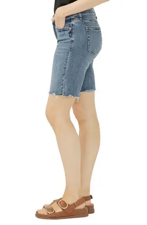 SILVER JEANS CO. Elyse Curvy Raw Hem Denim Bermuda Shorts