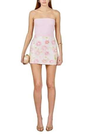 Endless Rose Floral Sequin Lace Mini Skirt - White