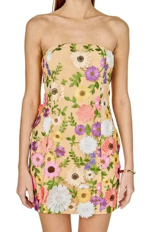 Endless Rose Floral Embroidered Strapless Minidress