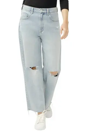 SILVER JEANS CO. Be Easy Raw Hem Crop Wide Leg Jeans