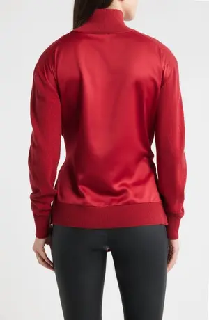 BOSS Tie Waist Mixed Media Turtleneck Sweater