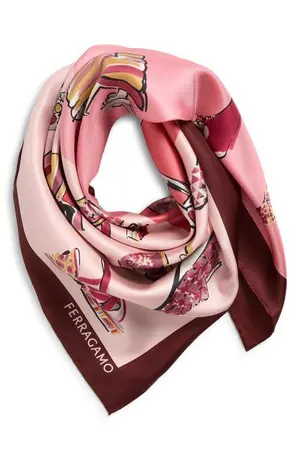 FERRAGAMO Genio Print Silk Square Scarf