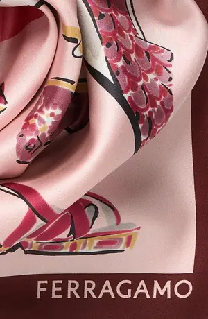 FERRAGAMO Genio Print Silk Square Scarf