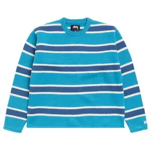 StÜssy Striped Wool Crewneck Sweater - Blue