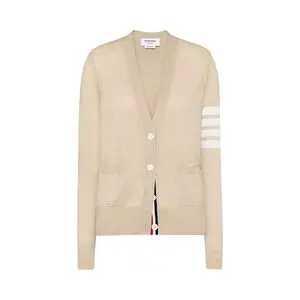 Thom Browne 4-bar Relaxed Fit V-neck Cardigan - Tan