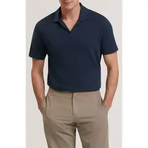 Ted Baker London Anito Cotton & Linen Polo - Navy