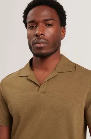 Ted Baker London Anito Cotton & Linen Polo - Olive