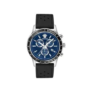 Versace Sport Chrono Leather Watch - Silver