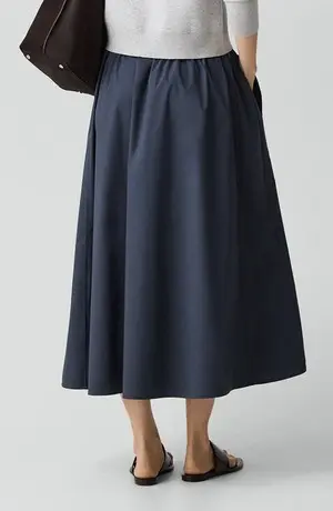 Theory Cotton-blend A-line Midi Skirt - Faded Navy