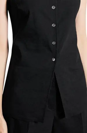 Theory Sleeveless Button-front Longline Top