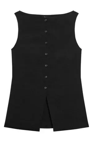 Theory Sleeveless Button-front Longline Top