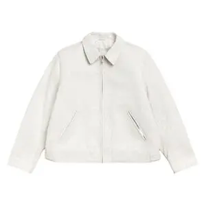 StÜssy Cracked Leather Garage Jacket - White