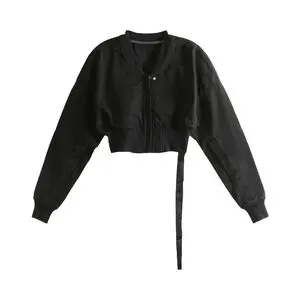 Rick Owens Cropped Bomber Flight Jacket - Black