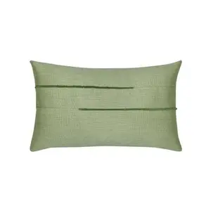 ELAINE SMITH Micro Fringe Lumbar Indoor & Outdoor Woven Accent Lumbar Pillow With Chenille Accents - Meadow