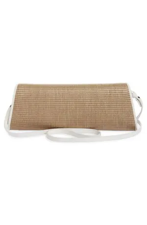 Akris Anouk East/west Trapezoid Raffia & Leather Clutch