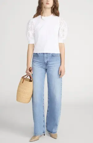 FRAME Solstice Eyelet Sleeve T-shirt
