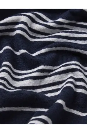 FRAME Stripe Stretch Linen Polo Top - Navy Multi