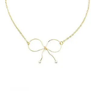ALEGRIA ACCESSORIES Bow Chain Necklace With Pearls