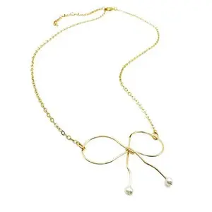 ALEGRIA ACCESSORIES Bow Chain Necklace With Pearls