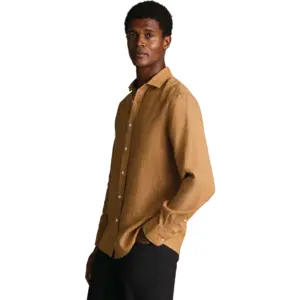 CHARLES TYRWHITT Plain Pure Linen Shirt - Gold