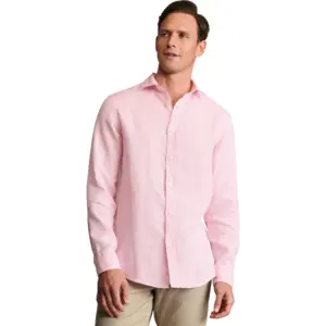 CHARLES TYRWHITT Plain Pure Linen Shirt - Pink