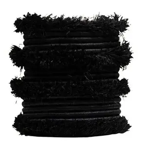 INDEGO AFRICA Raffia Fringe Vessel - Black