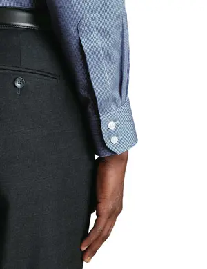 CHARLES TYRWHITT Non-iron Puppytooth Cutaway Collar Shirt - Royal Blue