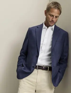 CHARLES TYRWHITT Wool-silk Slim Fit Jacket - Indigo Blue