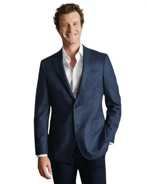 CHARLES TYRWHITT Wool-silk Slim Fit Jacket - Ink Blue