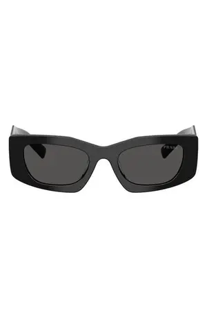 Prada 51mm Rectangular Sunglasses - Black/dark Grey