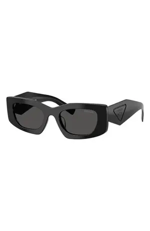 Prada 51mm Rectangular Sunglasses - Black/dark Grey