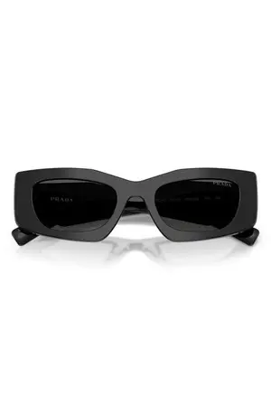 Prada 51mm Rectangular Sunglasses - Black/dark Grey