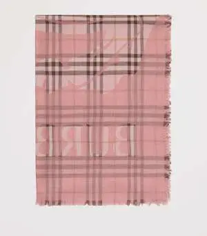 Burberry Wool-silk Ekd Scarf - Pink