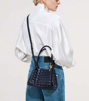 Bottega Veneta Small Leather Parachute Shoulder Bag - Blue