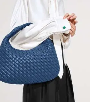 Bottega Veneta Small Intrecciato Leather Shoulder Bag - Blue