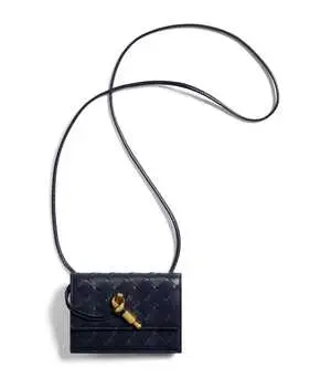 Bottega Veneta Leather Intrecciato Andiamo Badge Holder - Blue