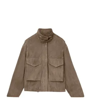 ALLSAINTS Suede Bomber Jacket - Brown